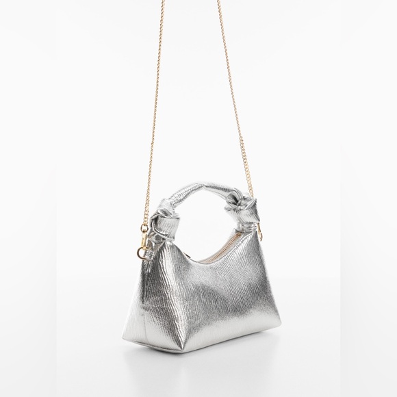 Mango | Bags | Mango Metallic Silver Mini Bag With Gold Chain Y2k ...